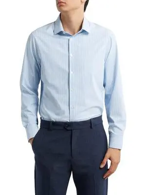 Mizzen+main Leeward Trim Fit Button-up Shirt - Cornflower Winston Check