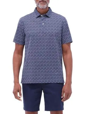 Bugatchi Victor Ooohcotton® Golfer Print Polo - Navy