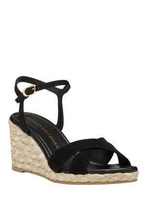 STUART WEITZMAN Dayna Espadrille Wedge Sandal - Black/natural