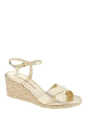 STUART WEITZMAN Dayna Espadrille Wedge Sandal - Light Gold/ Natural
