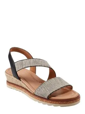 Easy Spirit Sabina Wedge Sandal - White/ Black