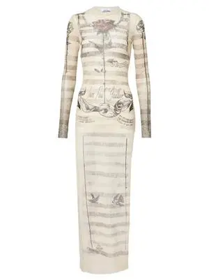 JEAN PAUL GAULTIER Trompe L’oeil Mesh Maxi Dress - Multicoloured