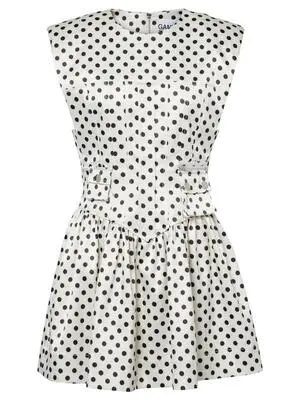 GANNI Polka-dot Satin Corset Dress - White