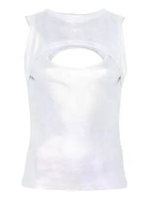Off-White Coated Ribbed Tank Top - Silver