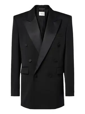 Saint Laurent Satin-trimmed Wool Tuxedo Jacket - Black
