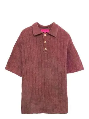 THE ELDER STATESMAN Chenille Polo Shirt - Red