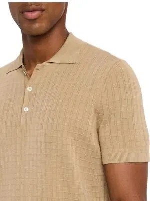 Canali Apos;s Grid Jacquard Knit Polo - Brown
