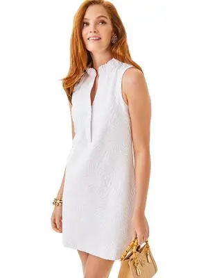 LILLY PULITZER Lilly Pulitzer Elsey Shift Dress Resort White Leafy Knit Pucker Jacquard