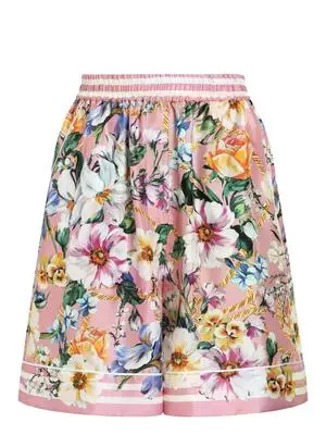 Dolce & Gabbana Floral-print Satin Shorts - Pink