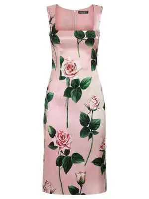 Dolce & Gabbana Floral-print Midi Dress - Pink
