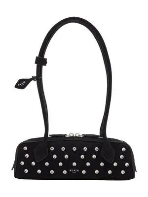 Alaïa Le Teckel Small Studded Suede Shoulder Bag - Black