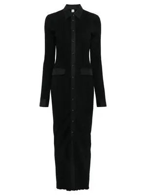 TOTEME Knitted Shirt Maxi Dress - Black