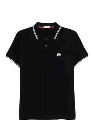 Moncler Logo-patch Cotton Polo Shirt - Black