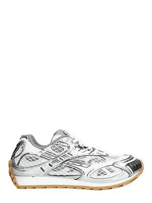 Bottega Veneta Orbit Metallic Woven Low-top Trainers - Silver Com