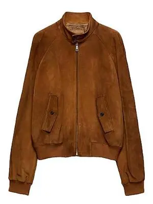 Prada Triangle-logo Suede Bomber Jacket - Brown