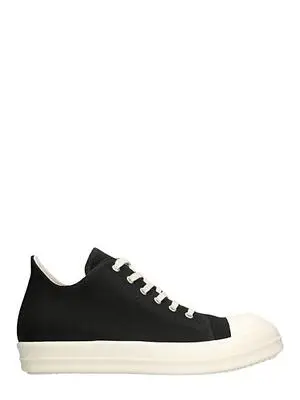 Rick Owens Contrast-toe Canvas Low-top Trainers - Blk/white