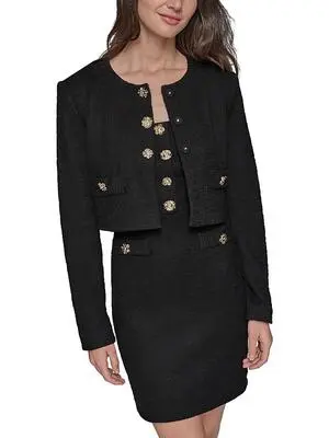 Karl Lagerfeld Paris Collarless Button Detailed Jacket - Black