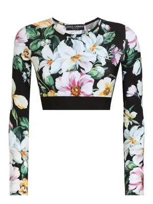 Dolce & Gabbana Activewear Crop Top In Floral Jersey - Print