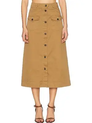 Saint Laurent Button-down Midi Skirt - Chatain