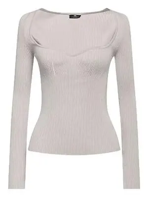 Elisabetta Franchi Knitted Lightweight Knit Sweater - Light Grey