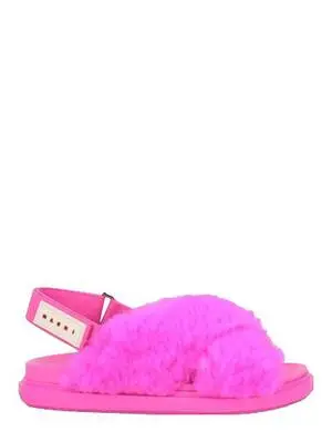 Marni Slingback Shearling Sandals Fuchsia