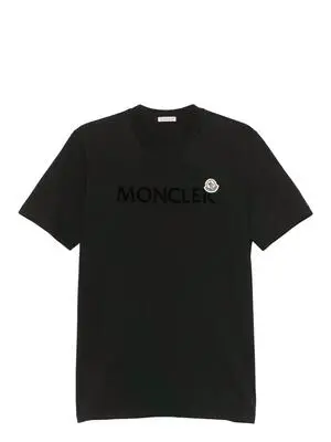 Moncler Flocked-logo Cotton T-shirt - Black