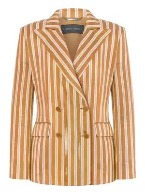 Alberta Ferretti Striped Double-breasted Blazer - Neutrals