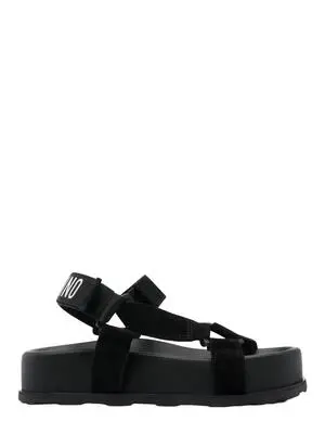 Moschino Print Flatform Sandals - Black