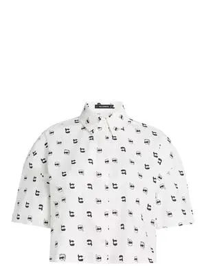 Karl Lagerfeld Ikon Cropped Shirt - White