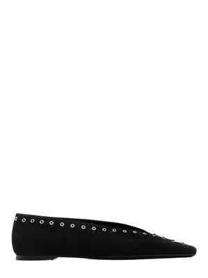 TOTEME Suede Ballerina Shoes - Black