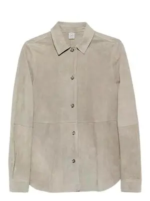 TOTÊME Suede Button-down Shirt - Neutrals