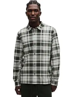 Lululemon Brushed Woven Overshirt - Prospect Plaid Rainforest Green Sky Fall