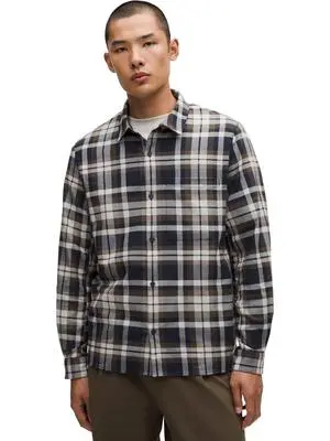 Lululemon Brushed Woven Overshirt - Prospect Plaid True Navy Olive Brown