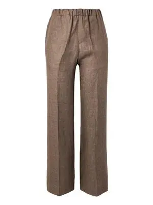 PIACENZA CASHMERE 1733 Straight-leg Linen Trousers - Brown