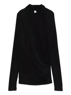 TOTEME Overlapped Jersey Blouse - Black