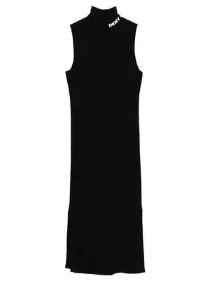 Dkny Fine-ribbed Midi Dress - Black