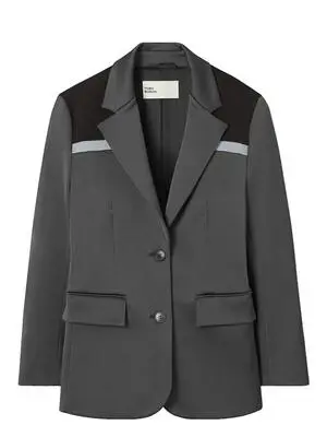 Tory Burch Colorblock Stretch Blazer - Coal Gray/deep Ruby/teal Green