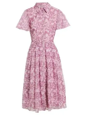 MIKAEL AGHAL Pleated Floral-print Shirt Dress - Pink