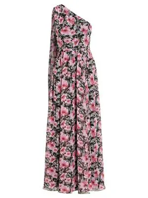 MIKAEL AGHAL One-shoulder Floral-print Maxi Dress - Black