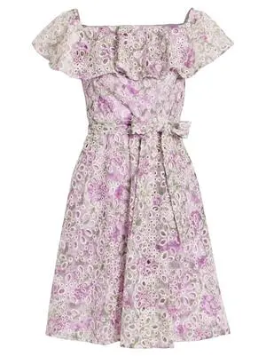 MIKAEL AGHAL Floral Broderie Anglaise Dress - Lilac