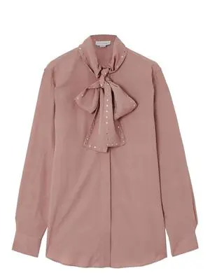 STELLA MCCARTNEY Stella McCartney Pussy-bow Crystal-embellished Crepe Blouse