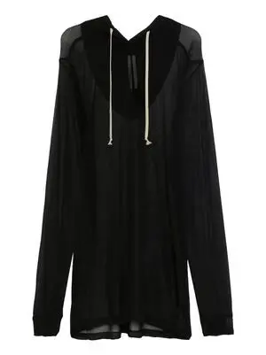 Rick Owens Semi-sheer Hoodie - Black