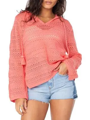 Roxy Hippie Love Open Stitch Hoodie - Sugar Coral Solid