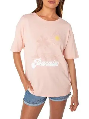 Roxy Paraiso Oversize Cotton Graphic T-shirt - Pink Champagne