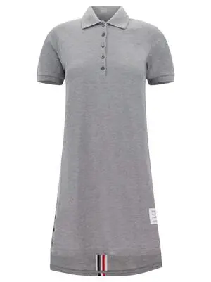 Thom Browne Rwb-stripe Midi Polo Dress - Grey