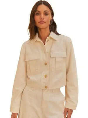 FARM RIO PROVISÓRIO Farm Rio Active Twill Laser Crop Jacket - Off-white
