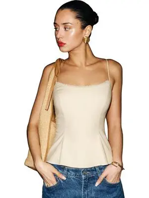 REFORMATION Genevieve Lace Top Ivory