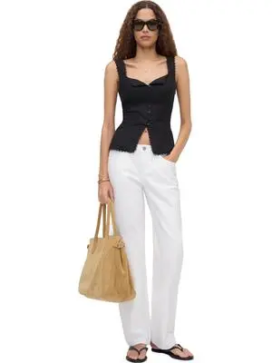 REFORMATION Reformation Viola Linen Top Black