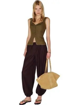 REFORMATION Viola Linen Top - Green