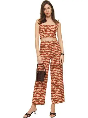 REFORMATION REFORMATION Joni Linen Cropped Pant Red